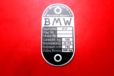BMW R12 Aluminium Name plate | eBay
