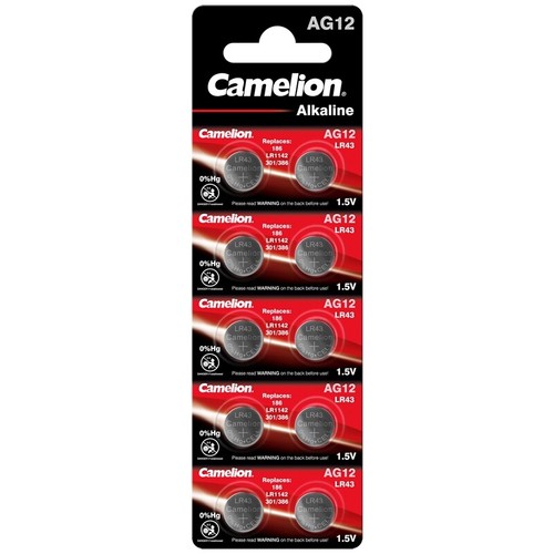 10x button cell watch battery AG12-LR43-V12GA-186-386 by Camelion ...