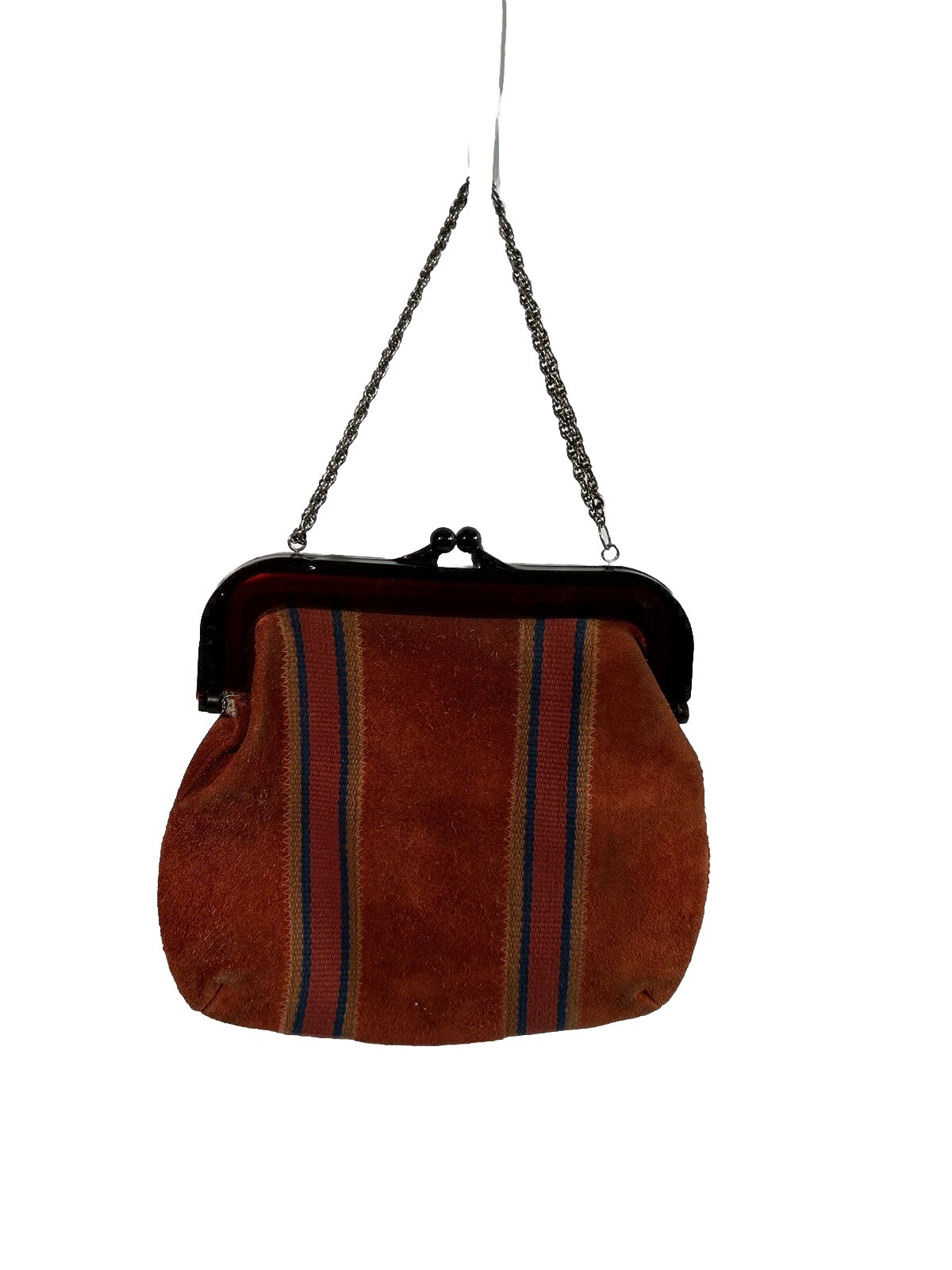 Vintage 1960's Petite MOD RED SUEDE Purse Handbag Luc… - Gem