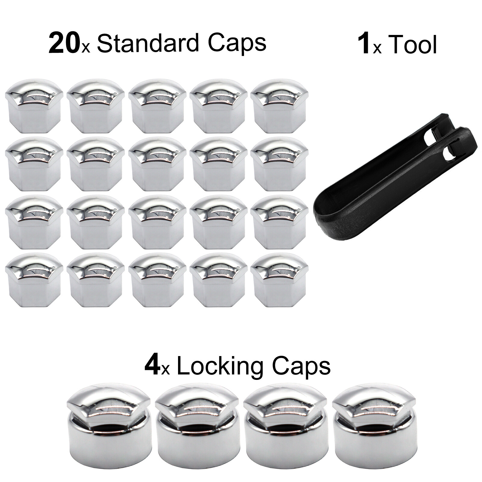 17mm Car Wheel Nut Lug Hub Covers Caps Screw Studs Decoration Chrome ...