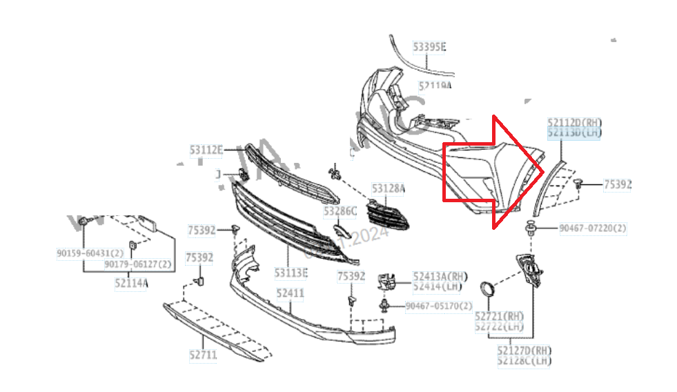5211342120 Genuine for Toyota RAV4 16-left side Front Bumper Molding ...