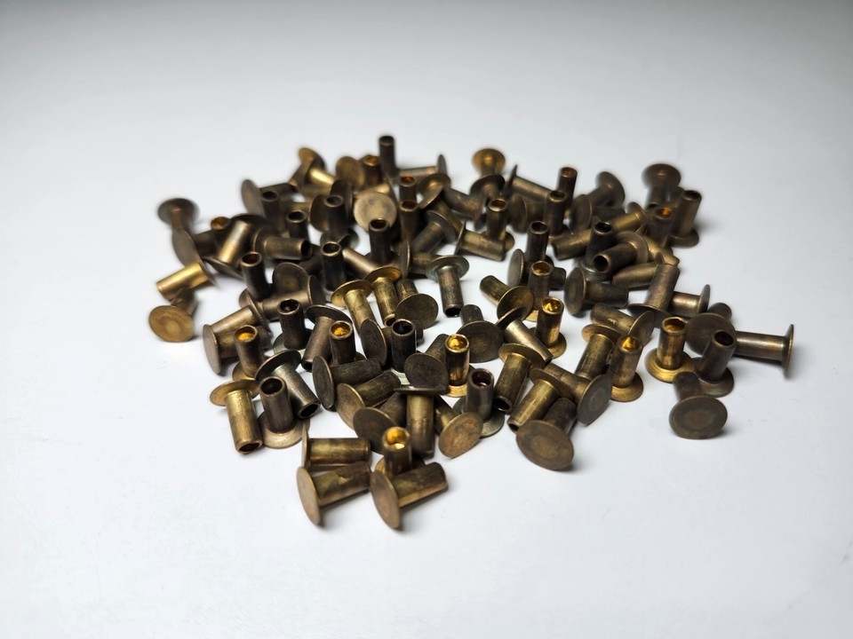 100 BRASS BRAKE SHOE PAD CLUTCH RIVETS - NOS | eBay