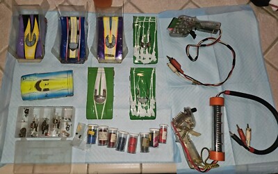 1/24 Vntg Wing SLOT CARS, MOTORS, PARTS, AND Parma Controllers UNTESTED ...