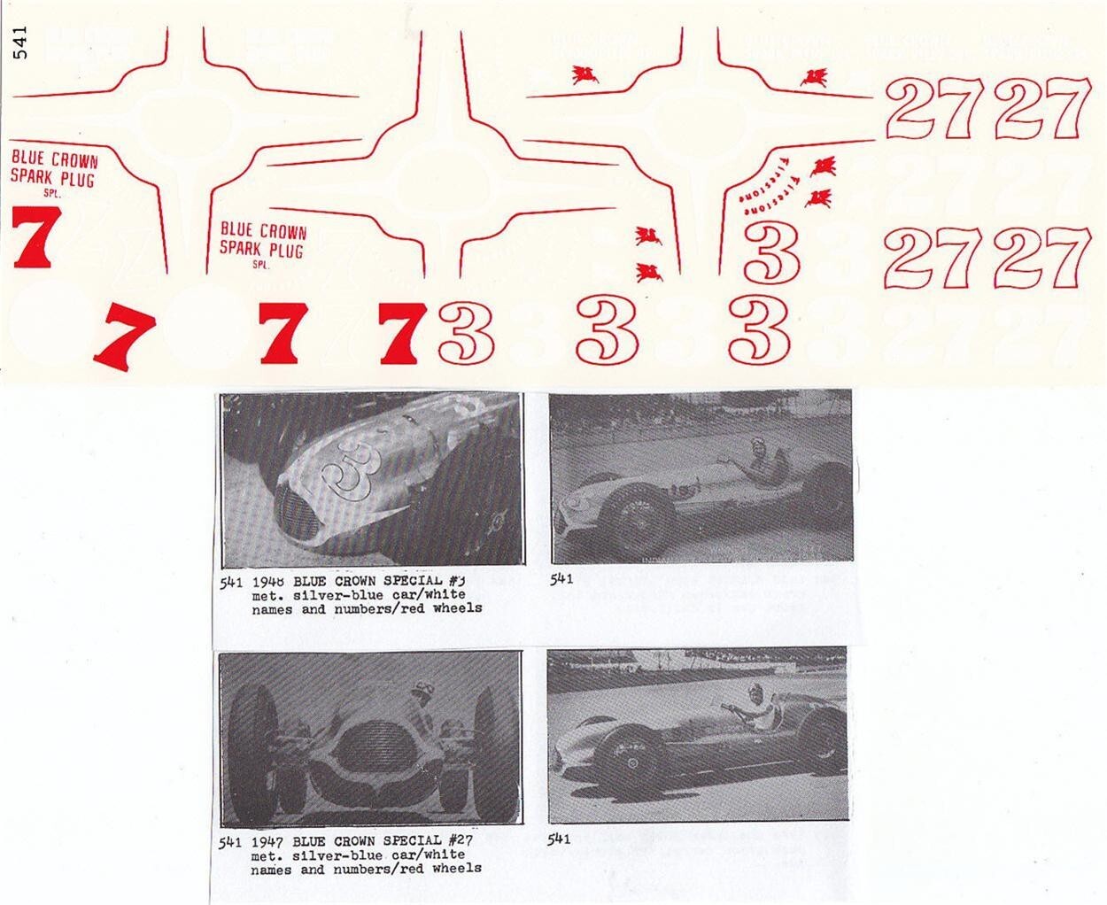 Fred Cady Decal #541 1948 Blue Crown Special #3 1947 Blue Crown Special ...
