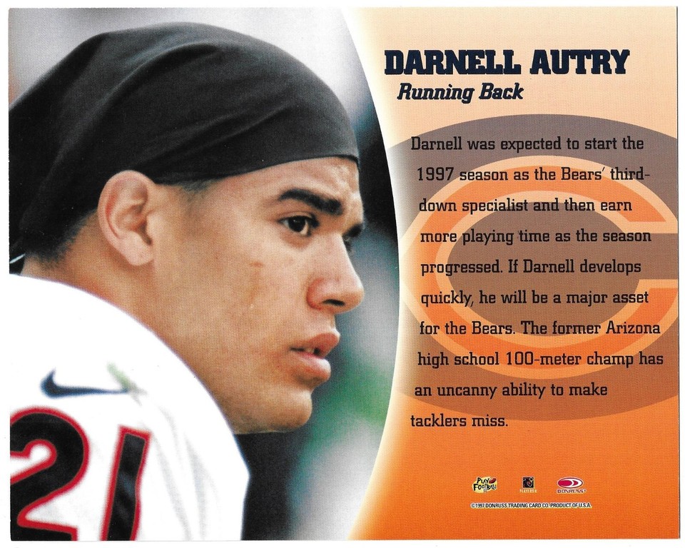 Darnell Autry 1997 LEAF NFL SIGNATURE 8X10 PHOTO AUTOGRAPH CARD Bears ...