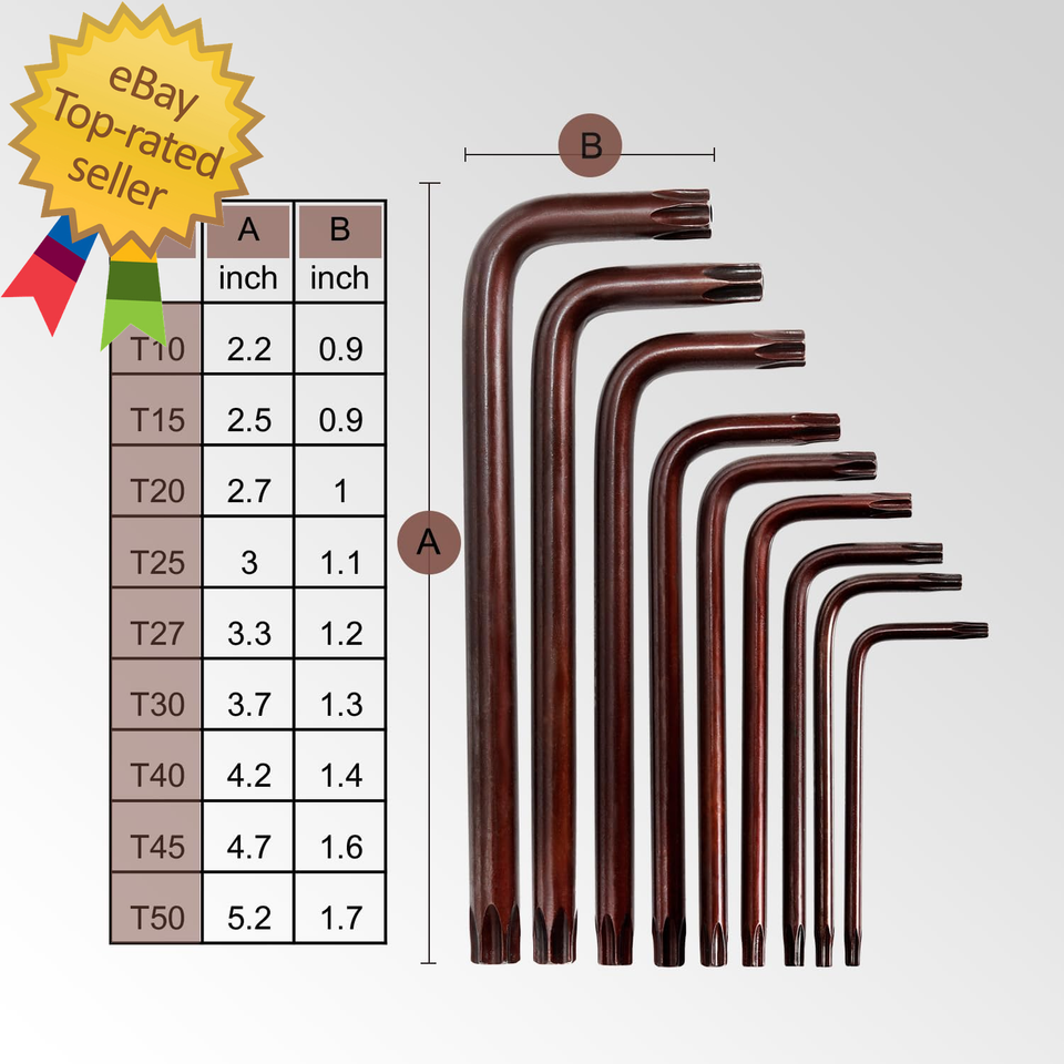 Torx Star Allen Wrench Set, Tamper Resistant Star Key, S2 Steel, 9 ...