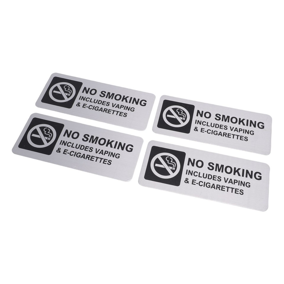 No Smoking Signs 4 Pack Self Adhesive Aluminum No Vaping Warning Labels ...
