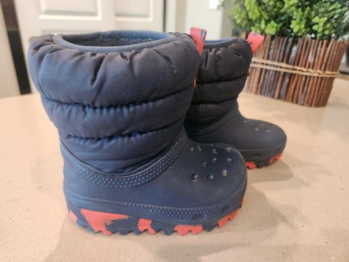 Crocs Wintet Snow Boots Toddler C7 Neo Puff Insulated Lined Blue | eBay