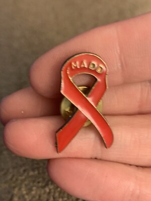 Vintage MADD Red Ribbon Gold Tone Enamel Lapel Pin (GW2) | eBay