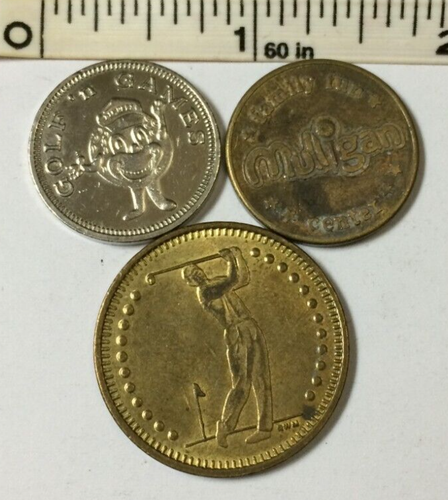 #3626 - LOT OF (3) GOLF TOKENS * BALLOMATIC * GOLF 'N GAMES * MULLIGAN ...