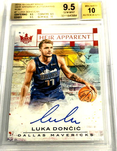 LUKA DONCIC 2018 PANINI COURT KINGS HEIR APPARENT RUBY AUTOGRAPH # 89 ...