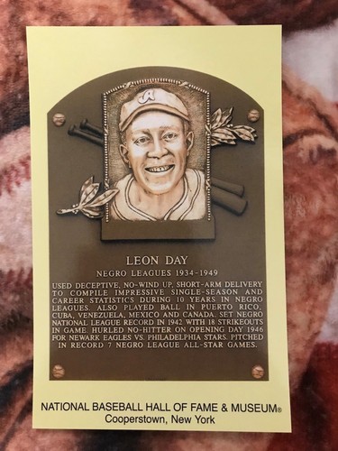 Leon Day Postcard- Baseball Hall of Fame Induction Plaque - Negro ...