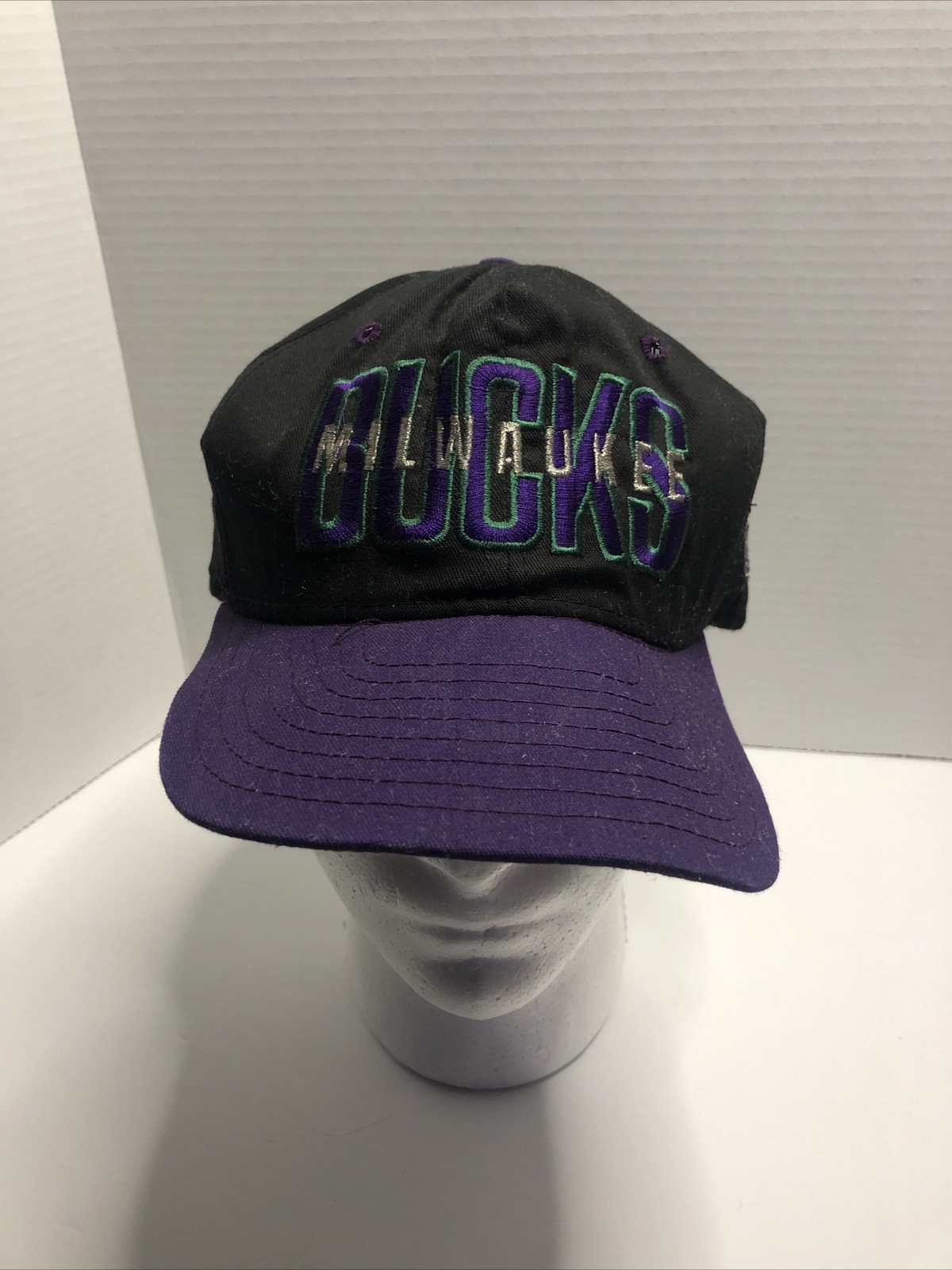 Vintage Milwaukee Bucks NBA AJD Snapback Hat VTG 90'S Script Giannis ...