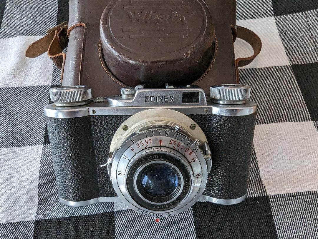 Early model Wirgin Edinex 35mm viewfinder camera edinar 4.5 50 mm lens ...