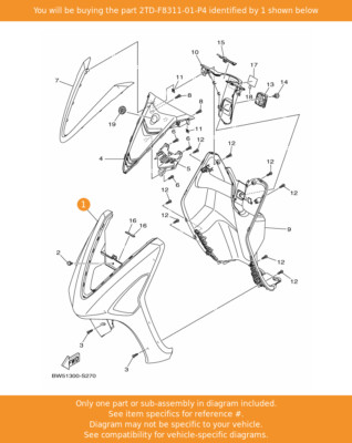 YAMAHA Leg Shield 1, 2TD-F8311-01-P4 OEM LTS125-CD'ELIGHT | eBay UK