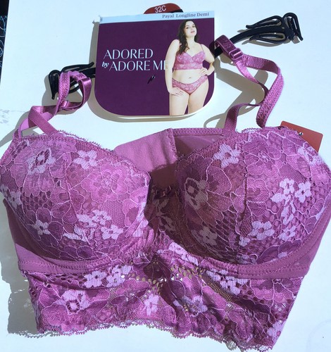 Adored by Adore Me ~ Womens Long Line Bra Pink Underwire Payal 34A 32C ...