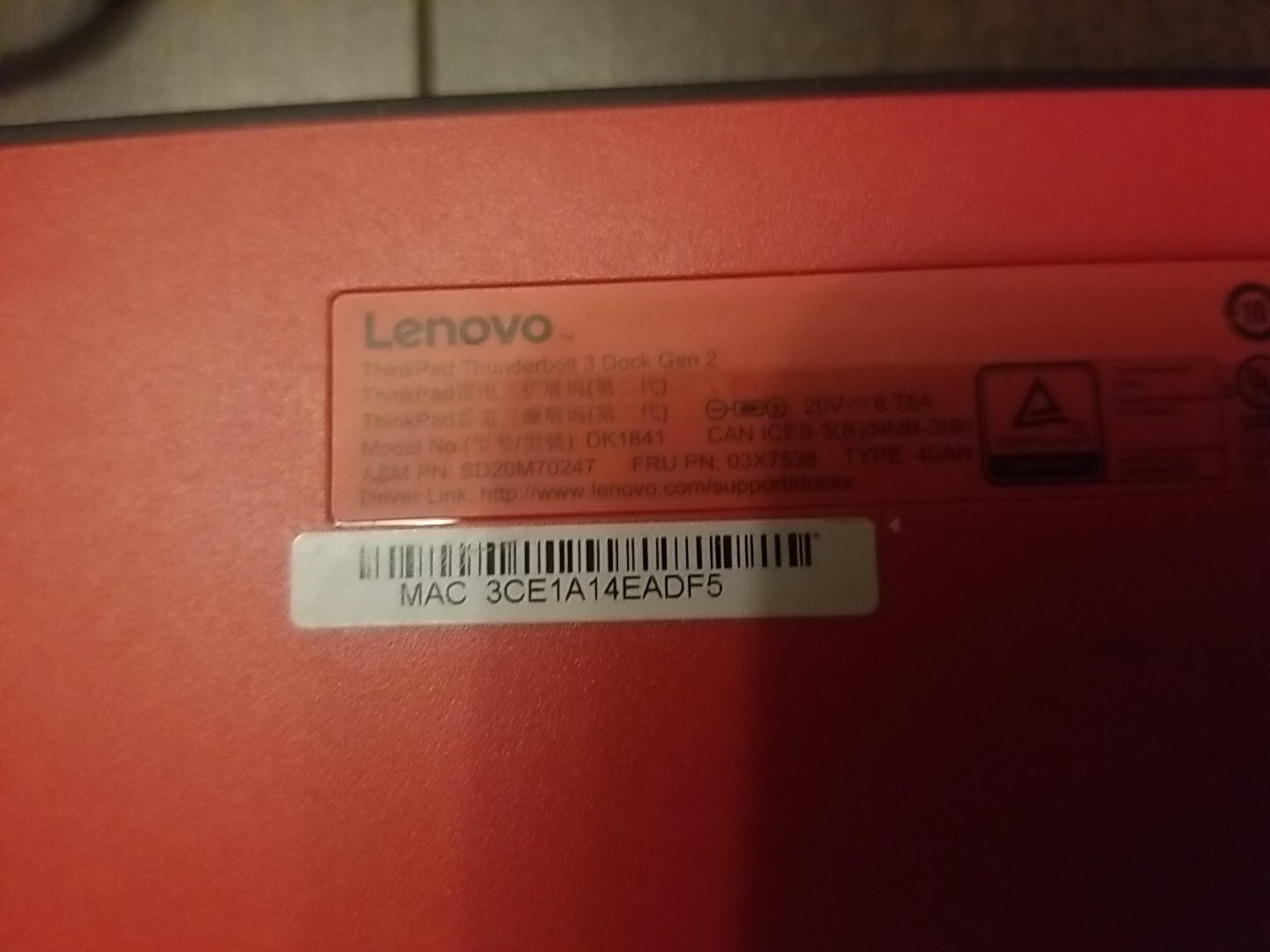 Lenovo 03X7538 DK1841 ThinkPad Thunderbolt 3 Workstation Dock Gen 2 | eBay