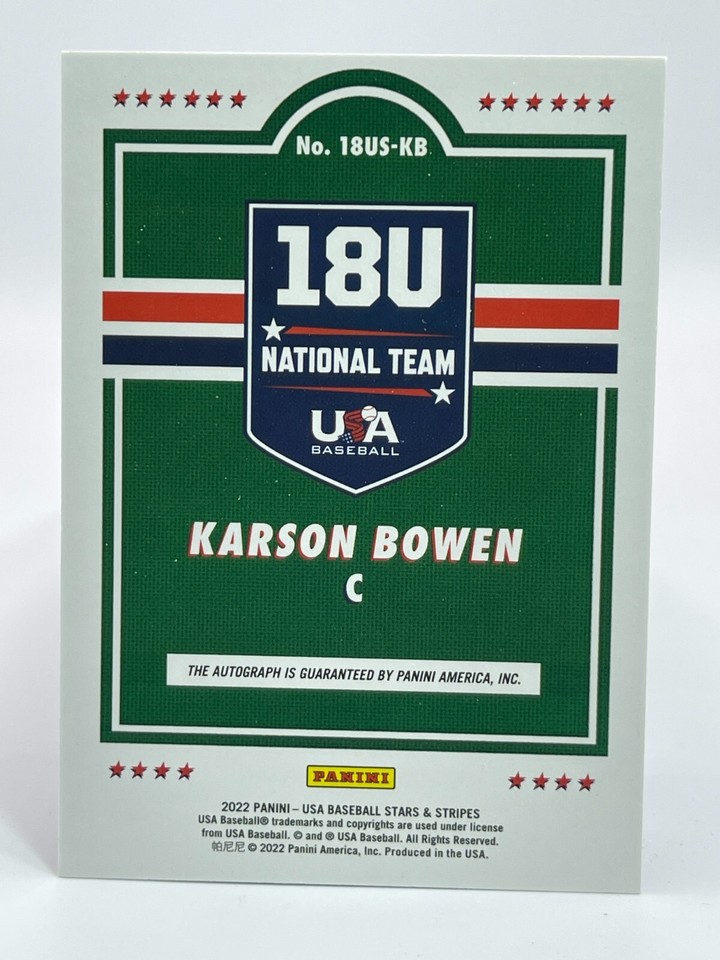 2022 USA Stars & Stripes KARSON BOWEN Auto AUTOGRAPH Free Shipping 045/ ...
