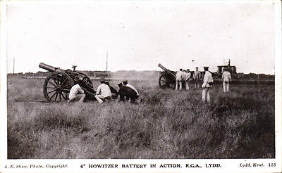 Lydd Camp. 6" Howitzer Battery in Action by A.E. Shaw, Lydd. | eBay UK