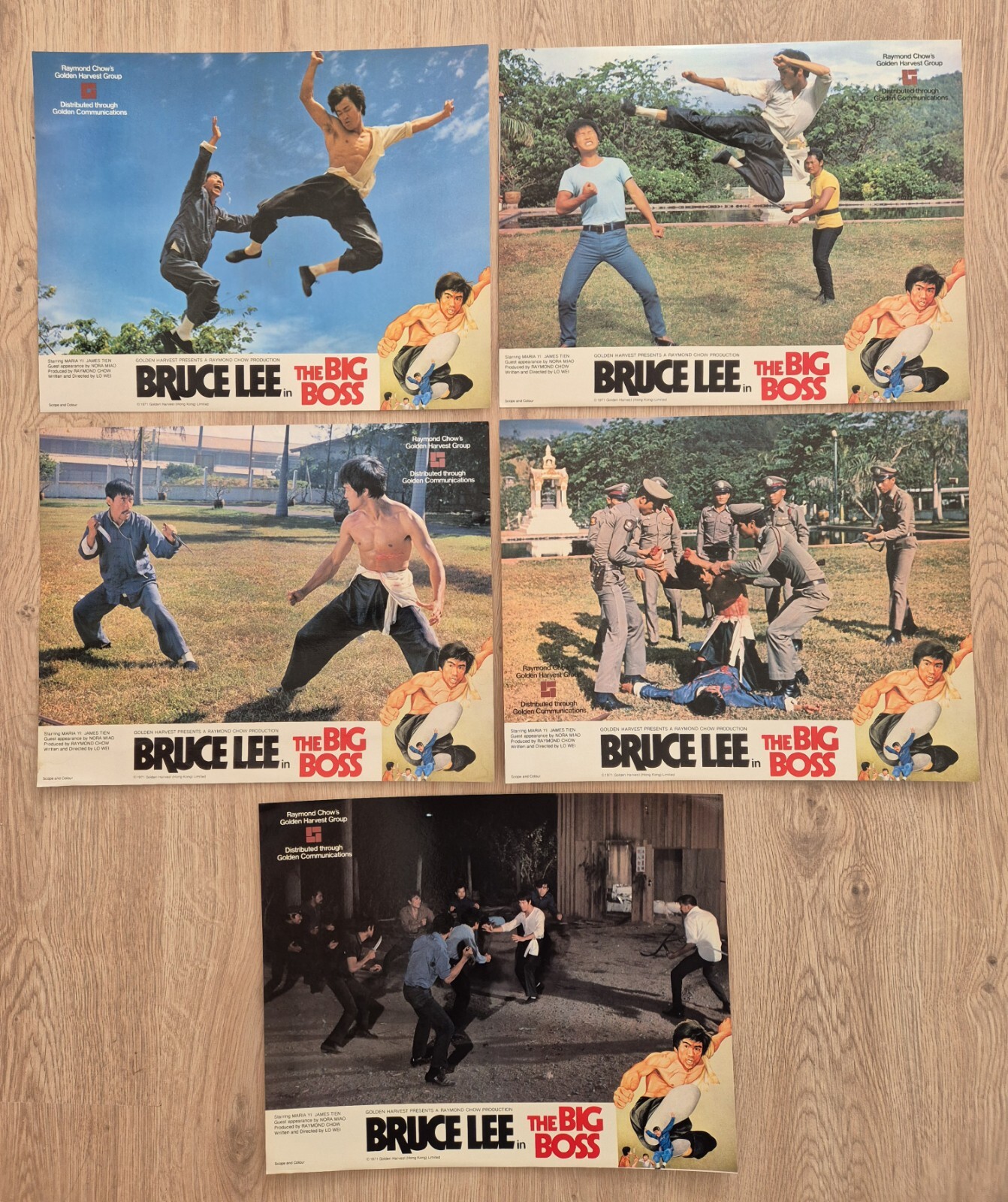 Bruce Lee THE BIG BOSS 5 original Lobby Cards Eastern TODESFAUST CHENG ...