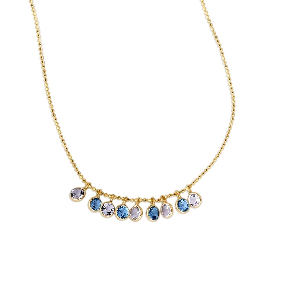 14K Yellow Gold Blue and White Topaz Dancing Drop 18" Necklace Fine Jewelry | eBay