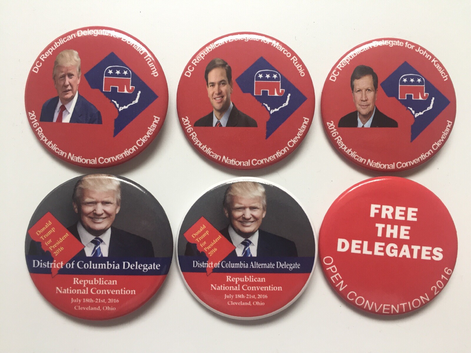 6 2016 Republican National Convention DC Delegate Buttons Donald Trump ...
