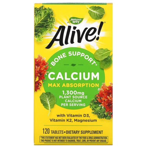 2 X Natures Way, Alive! Calcium Max Absorption, 120 Tablets 33674158395 ...