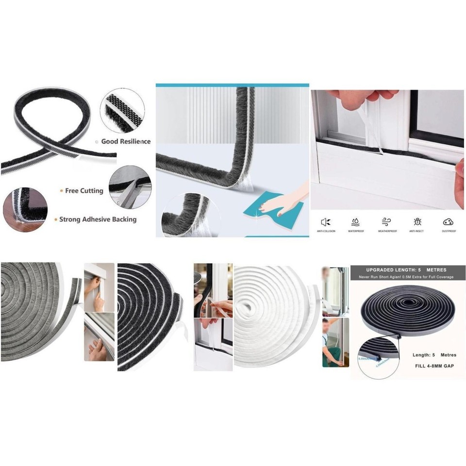 Weatherproof Door Window Seal Strip Self 5 Meter Noise Dust Protection ...