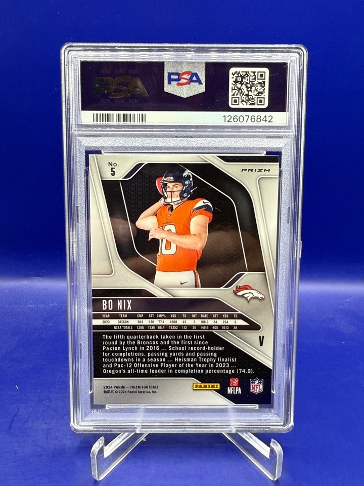 2024 Panini Prizm - Rookie Variation Bo Nix #5 No Huddle Prizm (RC) PSA ...