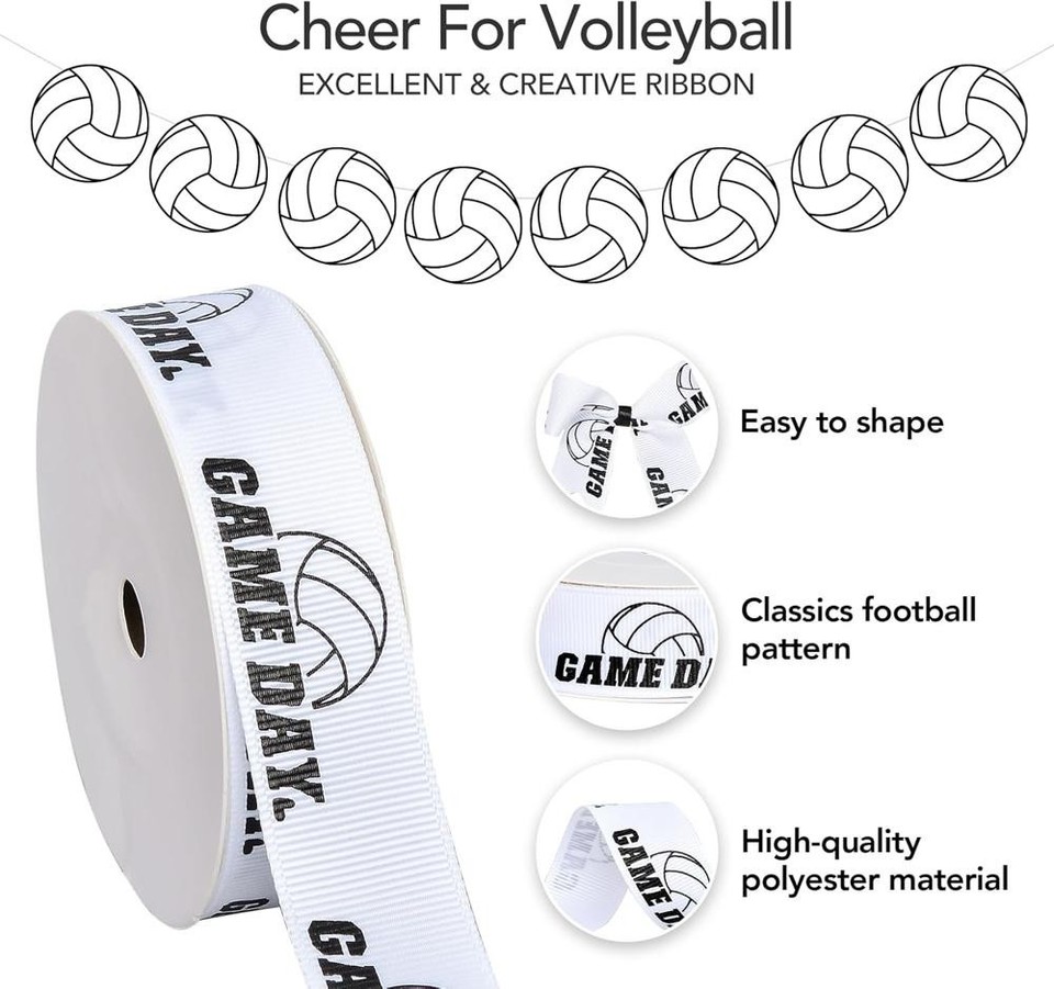 Volleyball Ribbon, 7/8 Inch Grosgrain Sports Ribbon for Crafts Hair ...
