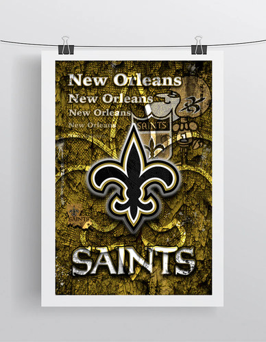 New Orleans Saints Poster, New Orleans SAINTS Artwork Saints Man Cave ...