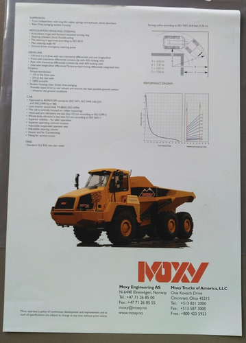 Moxy MT 26 Articulated Dump Truck Specifications Brochure | eBay