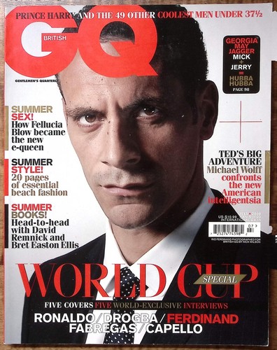 UK BRITISH GQ MAGAZINE RIO FERDINAND WORLD CUP JULY 2010 PRINCE HARRY ...