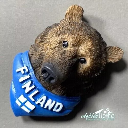 Finland Tourist Travel Souvenir Gift 3D Resin Brown Bear Fridge Magnet ...