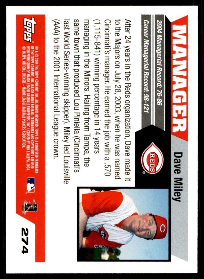 2005 Topps #274 Dave Miley | eBay