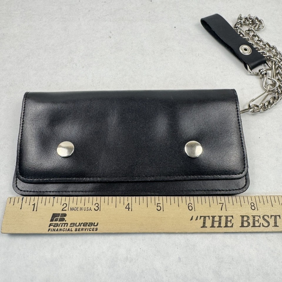 Leather Biker Chain Wallet Snap Closure Trucker Motorcycle Multi ...