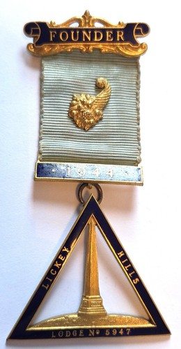 1944 MASONIC FOUNDER JEWEL STEWARD Lickey Hills Lodge 5947 ...