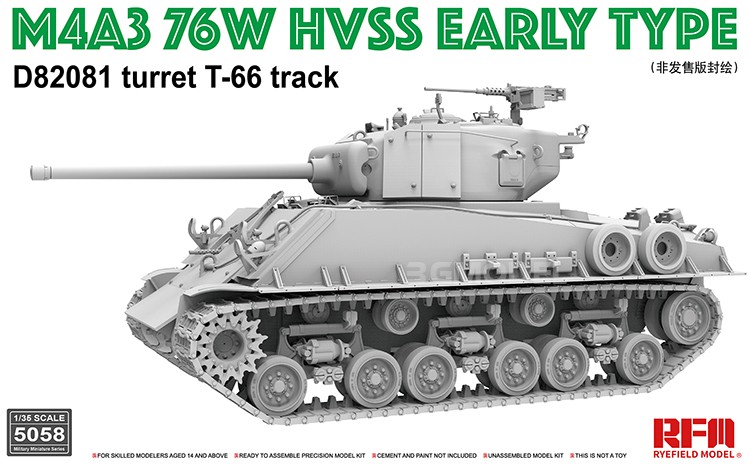 RYE5058+2026 M4A3 76W HVSS EARLY TYPE T-66 Track Medium tank+Metal ...