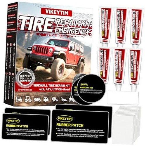 Sidewall Tire Repair Kit, Off-Road 4x4 Emergency Tire Patch Kit, UTV ...