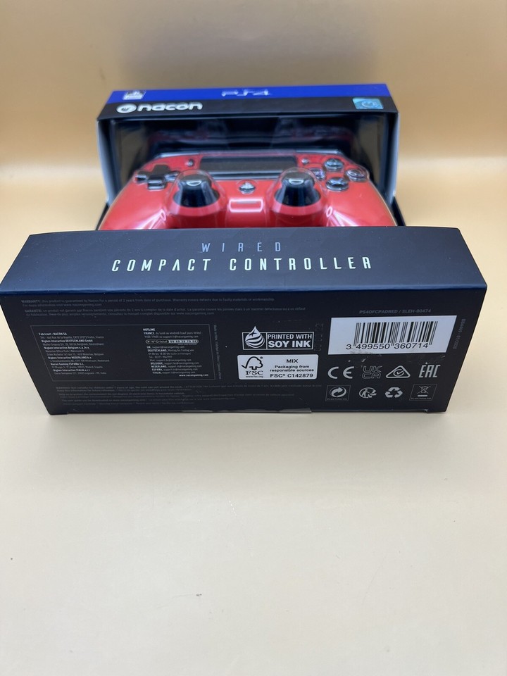 Nacon Wired Compact Controller (Red) (Sony Playstation 4) 3499550360714 ...