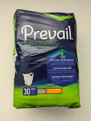 Prevail Belted Shields 30 Count Extra Absorbency Incontinence One Size ...