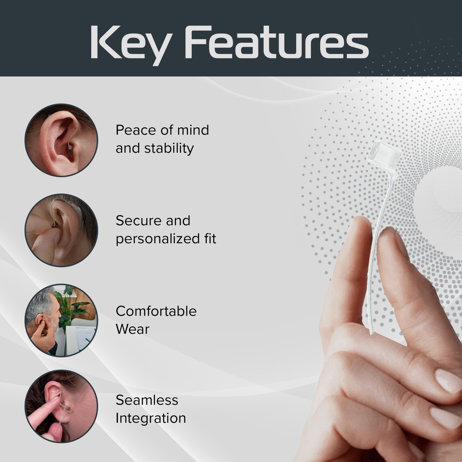 Signia Compatible Sport Lock - P/M/S - Pack of 4 Retention Tail for ...