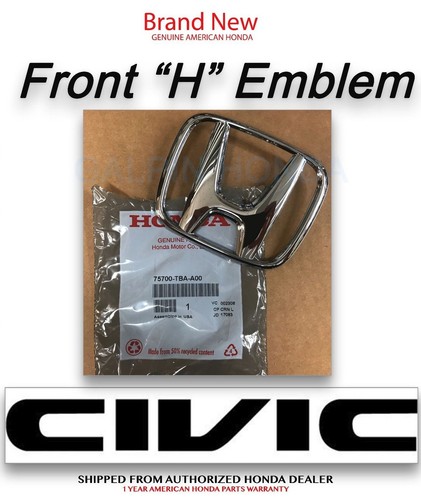OEM Honda Civic (All) Front Grille H Emblem 2016 - 2020 2dr 4dr 5dr ...