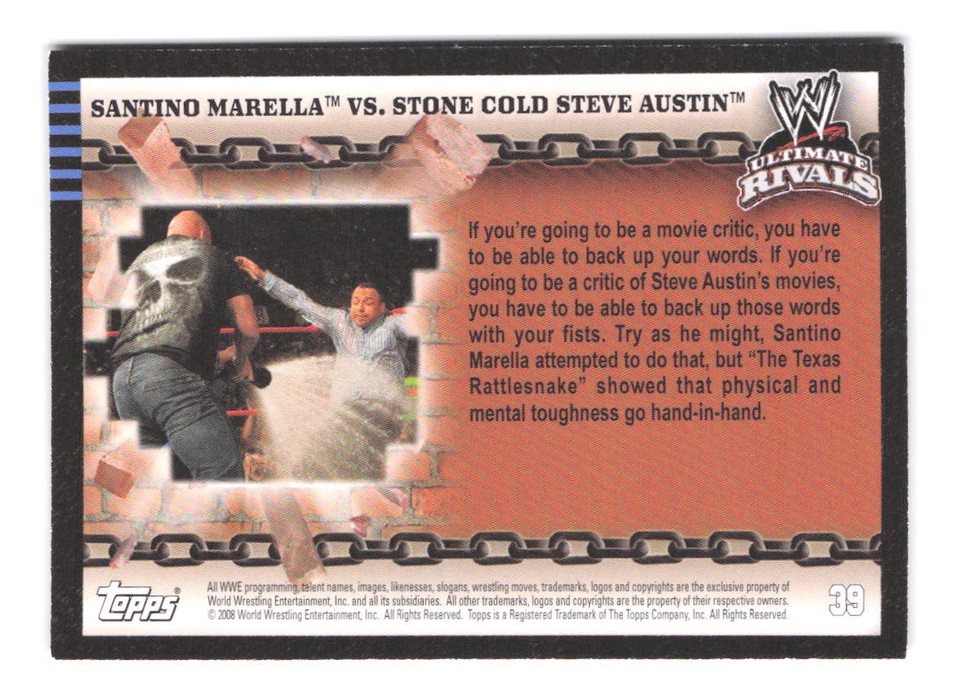 2008 Topps WWE Ultimate Rivals Santino Marella vs. Stone Cold Steve ...