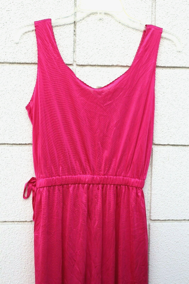 Vintage Jeunique night gown slip under dress hot pink cranberry long ...
