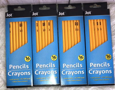 Lot Of 2 Jot #2 Pencils 16 Pcs Real Wood Latex Free Erasers. | eBay