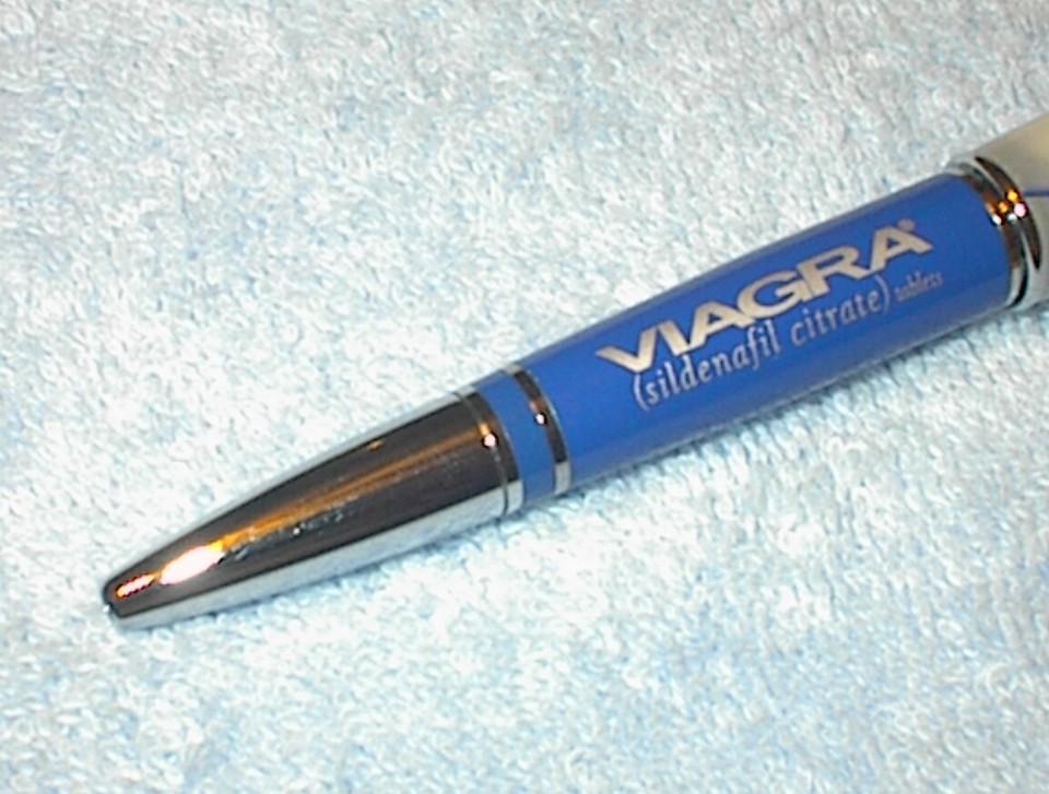 VIAGRA HEAVY METAL COLLECTABLE DRUG REP PEN BLUE MARBLE FAT TOP NEW GR8 ...