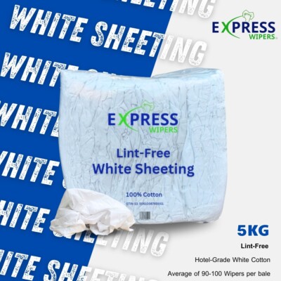 5kg White Cotton Sheeting Lint-Free Cleaning Rags Wipers Wiping Cloths ...