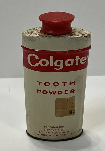 Vintage Colgate Tooth Powder Made In USA Personal Side 2 OZ Metal Tin ...