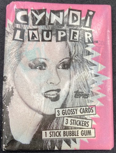 CYNDI LAUPER trading cards (Topps, 1985), sealed, unopened, 3 cards, 3 ...